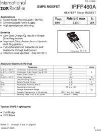 IRFP460APBF, Транзистор, N-канал 500В 20А 280Вт [TO-247AC.], Vishay ...