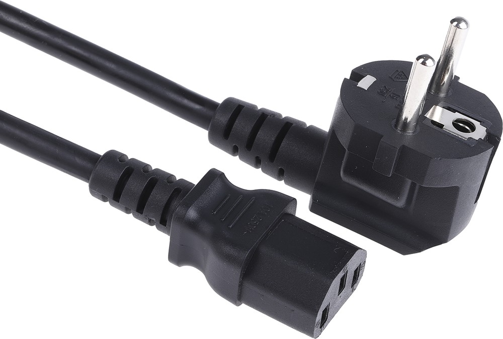 Straight IEC C13 Socket to Right Angle CEE 7/7 Plug Power Cord, 2m ...