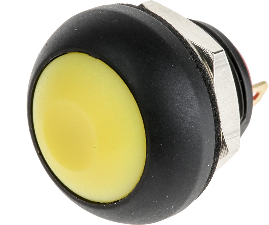 Push Button Switch, On-(Off), Panel Mount, 13.6mm Cutout, SPST, 32V ac ...