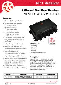 RIOT-RX-8R4, REMOTE CTRL SYSTEM, FM, RX, 4 CH, 868MHZ, RF Solutions ...
