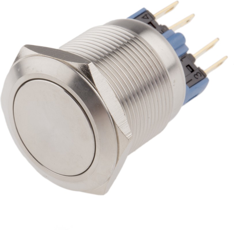 Push Button Switch, Latching, Panel Mount, 22mm Cutout, SPDT, 250V ac ...