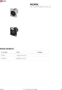 RC3FDL-B, Socket Mount XLR Connector, Female, 3 Way, Re-An Products ...