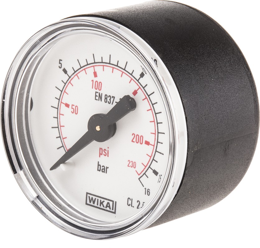 7833526 Analogue Pressure Gauge 16bar Back Entry 40mm Outside Diameter Wika