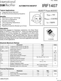 IRF1407PBF, Транзистор, N-канал 75В 130А авто [TO-220AB], Infineon ...