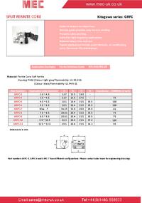 GRFC-4, Split Core Ferrite, 4.5 mm, 75 ohm, GRFC Series, Kitagawa ...