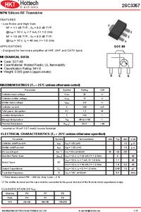2SC3357, Транзистор NPN 12В 0.1А 1.2Вт hFE=50…300 [SOT-89.], Hottech ...