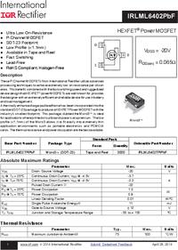 IRLML6402TRPBF, Транзистор P-MOSFET 20В 3.7А 1.3Вт 0.065Ом [SOT-23-3 ...