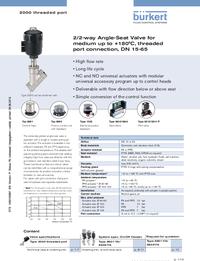 178689, Angle type Pneumatic Actuated Valve, G 1/2in, 16 bar, Burkert ...