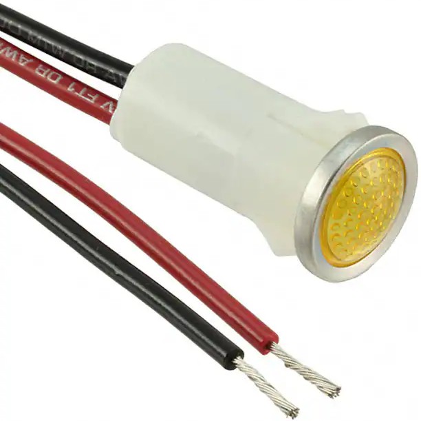 1092D3-28V, LED Panel Indicator Amber Diffused 28V 25mA Wire Leads - 4. ...