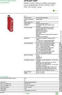Safety relays, 3 Form A (N/O), 24 V (DC), XPSUAF13AP, Schneider ...