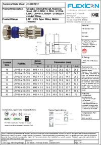 LTP20-M20-CSS, External Thread Fitting, Conduit Fitting, 20mm Nominal ...