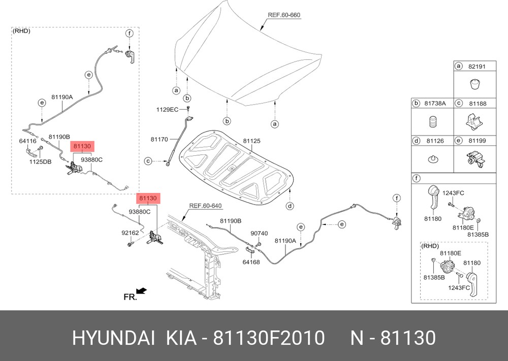 Замок капота HYUNDAI Elantra (16-) OE – купить оптом и в розницу