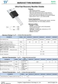MUR2020CT, Диодная сборка, 2 диода х 10А, общий катод, 200В [TO-220AB ...