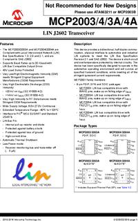 MCP2003-E/P, LIN Transceiver 20kBd LIN 1.3, LIN 2.0, LIN 2.1, SAE J2602 ...