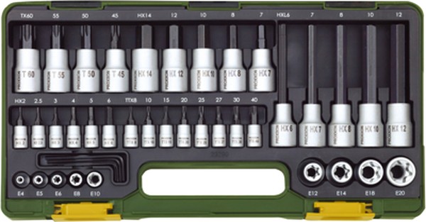 Socket wrench kit 42 pieces hexagon TORX 1 4 inch 1 2 inch 23290 Proxxon