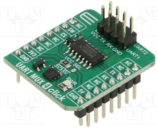 UART MUX 4 CLICK, Click board; analog multiplexer; UART; 74HC4066D; 3 ...