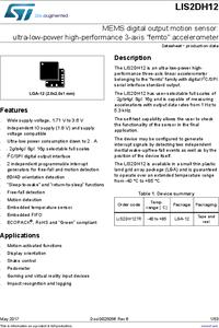 LIS2DH12TR, Акселерометр ±2g, 4g, 8g, 16g [LGA-12 (2x2)], ST ...