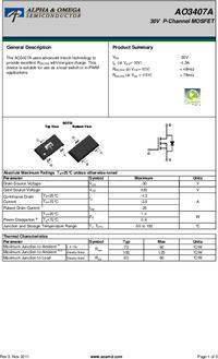 AO3407A, Транзистор P-MOSFET 30В 4.3A [SOT-23-3.] – купить оптом и в ...