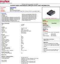 43640-0401, Connector Housing, Single Row, Micro-Fit 3.0 43640, Plug, 4 ...