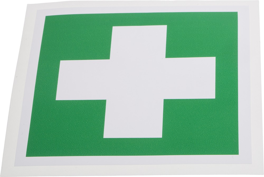 Vinyl Green, White First Aid Sign Label Symbol, H100 mm W100 mm ...