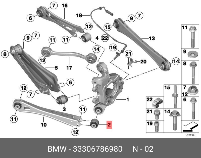 33306786980, Сайлентблок BMW X3 (E83) рычага подвески задней задний OE ...