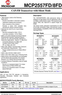 MCP2557FDT-H/MNY, 8Mbps CAN FD Transceiver TDFN-8-EP(2x3) CAN ...