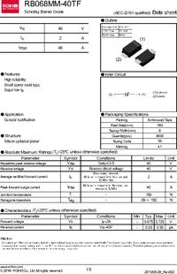 RB068MM-40TFTR, 40V 2A, Schottky Diode, 2-Pin SOD-123FL RB068MM-40TFTR ...
