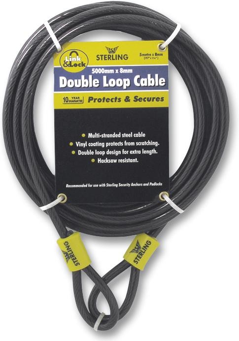 850C 8mm x 0.5m Double Loop Security Cable STERLING SECURITY PRODUCTS