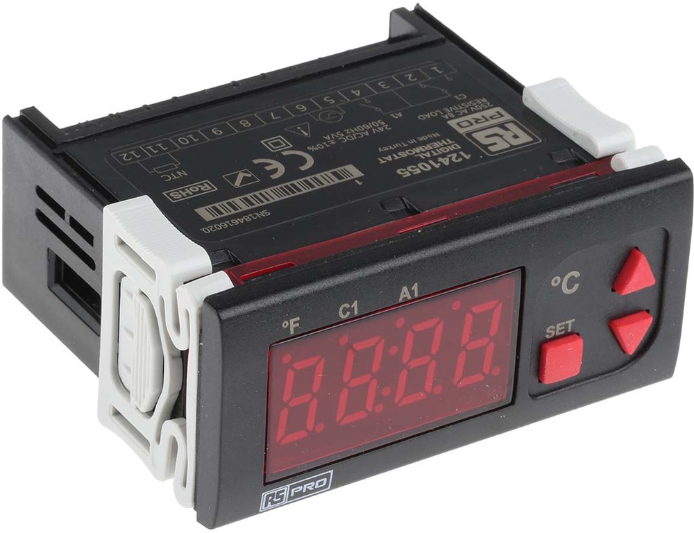 Panel Mount On/Off Temperature Controller, 77 x 35mm 1 Input, 2 Output ...