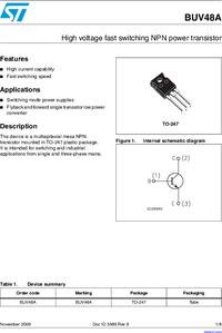 BUV48A, Транзистор NPN 450В 15А [TO-247], ST Microelectronics | купить ...