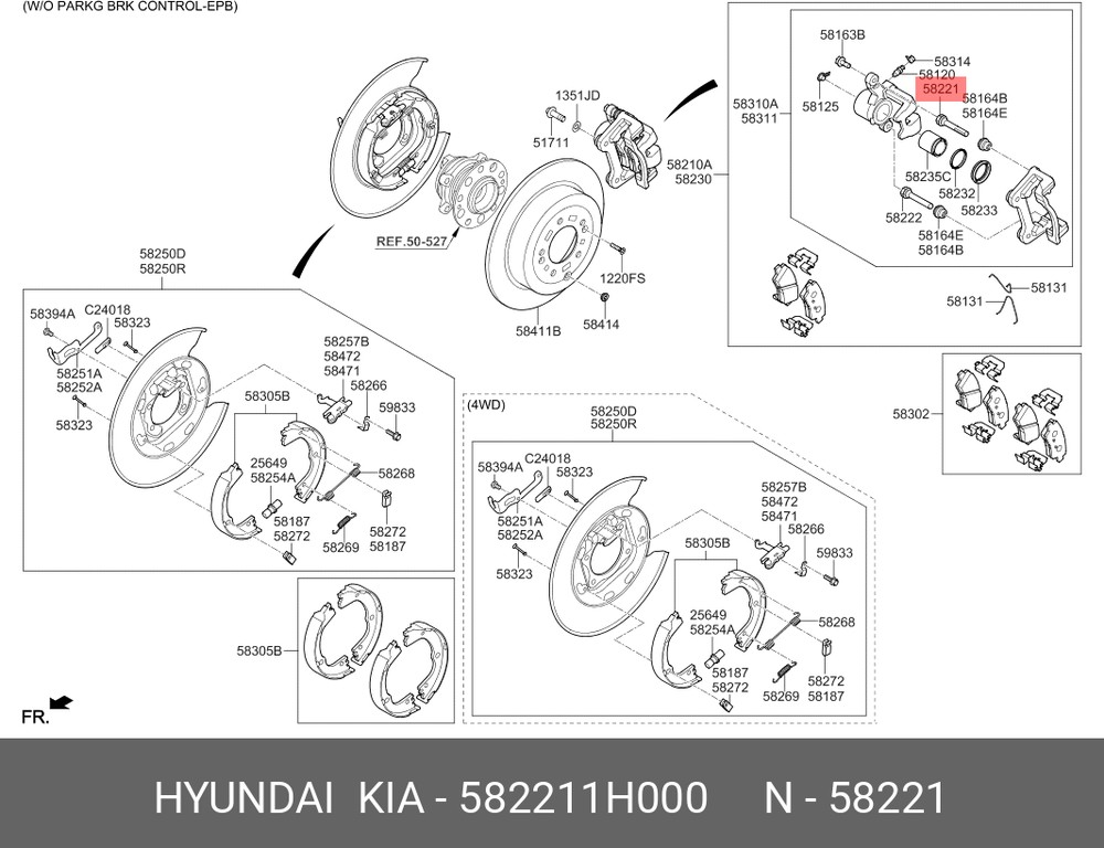 582211H000, Палец суппорта HYUNDAI ix35 (10-) KIA Ceed (06-) верхний OE ...