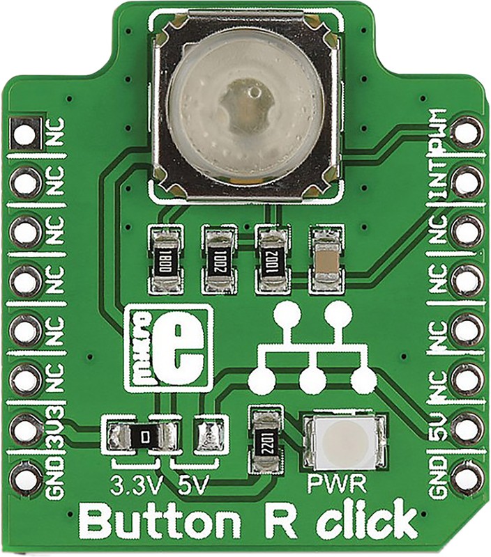 MIKROE-1901, Click board; button; GPIO,PWM; prototype board; 3.3VDC ...