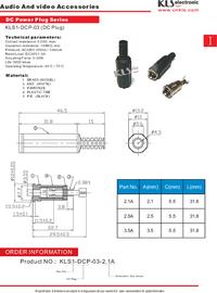 KLS1-DCP-03-2.1A (DJK-00A), Разъем питания штырев. 2,1х5,5мм (п) на каб ...