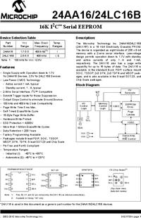 24LC16B-I/P, Микросхема памяти EEPROM 16Кбит (2К X 8), I2C, 2.5…5.5В ...