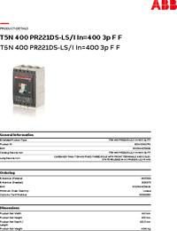1SDA054317R1 T5N400 FF PR221-LS 400A, SACE Tmax T MCCB Molded Case ...