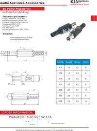 KLS1-DCP-02-2.1A (NP-117B), Разъем питания 2,1х5,5х9мм на кабель с ...