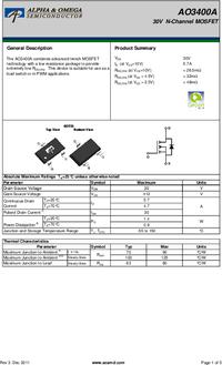 AO3400A, Транзистор N-MOSFET 30В 5.7А [SOT-23-3.] – купить оптом и в ...