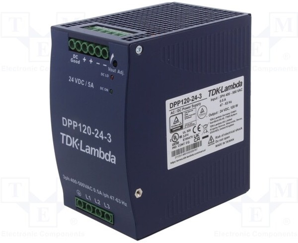 DPP120-24-3, Power Supplies - DIN Rail Mount 120W 24V 5A – купить оптом ...
