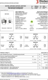 BAT54SW, Diode Small Signal Schottky 30V 0.2A 3-Pin SOT-323 T/R ...