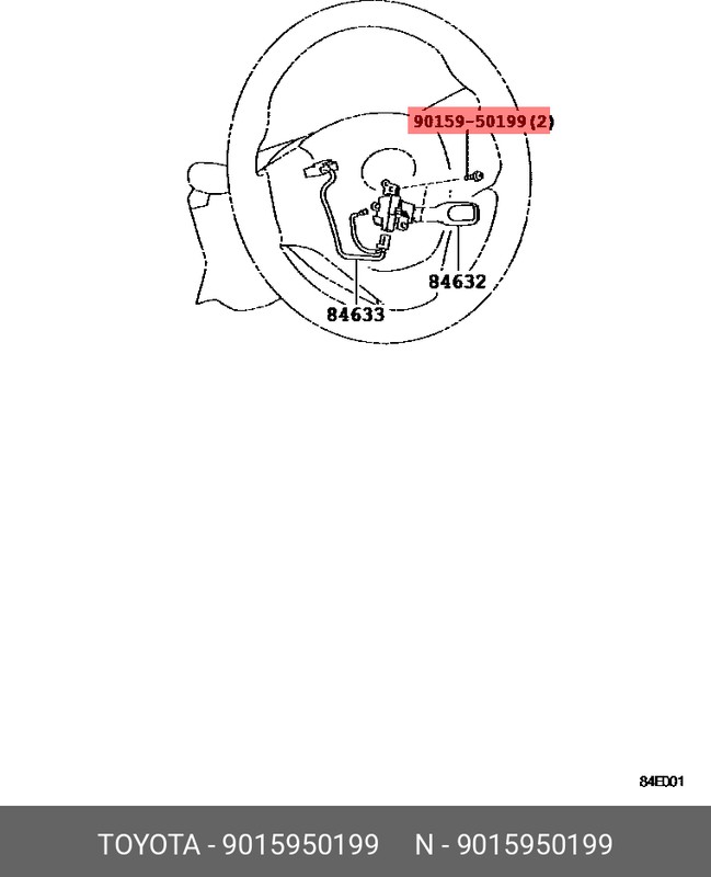 9015950199, Винт резьбовой с шайбой TOYOTA – купить оптом и в розницу