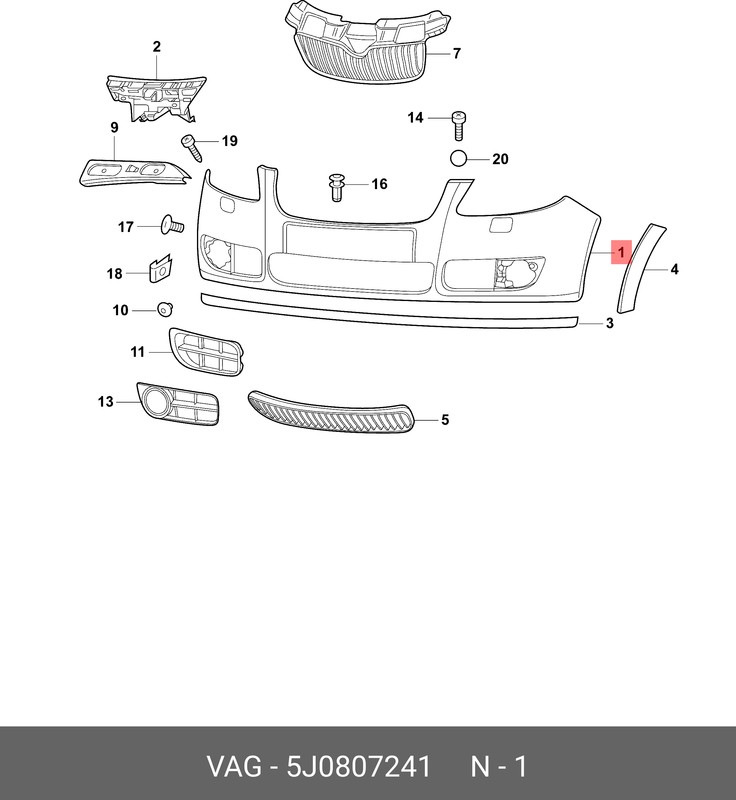 5J0807241, Крышка буксировочной проушины SKODA FABIA (2007 ) – купить ...