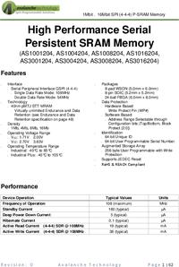AS3016204-0108X0IWAY, MRAM Avalanche High Performance Serial P-SRAM ...