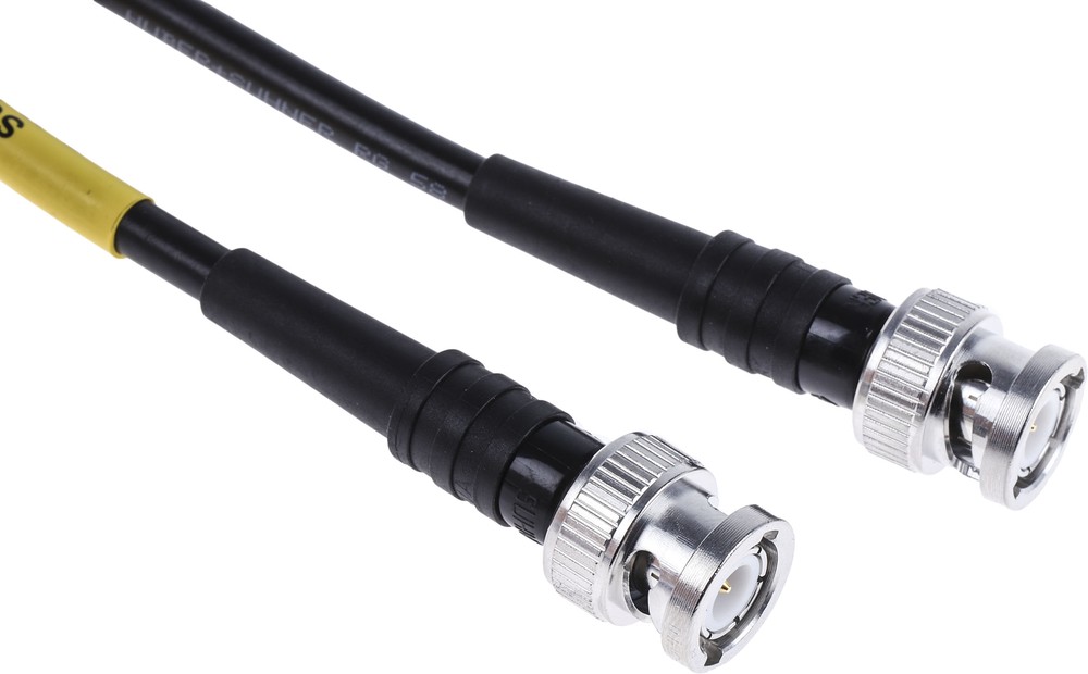 RG58/BNCm/BNCm/1000, BNC Test Lead, 2.5 kV, Black, 1 m Lead Length ...