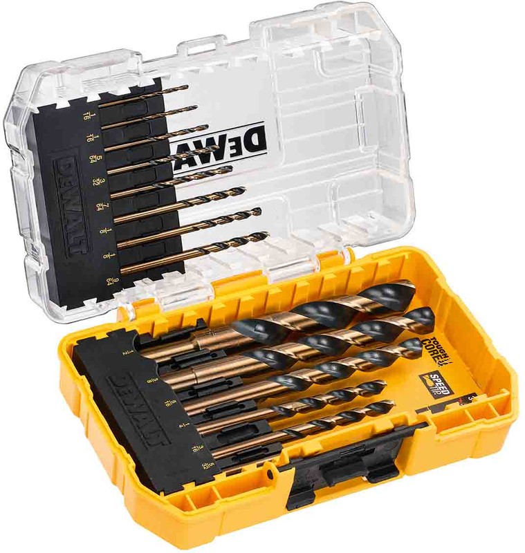 DT70727 QZ 14 Piece Twist Drill Bit Set for Multi Material 8mm Max 1mm Min HSS G Bits DeWALT