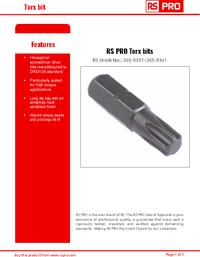 Star Screwdriver Bit, T20 Tip, 1/4 in Drive, 25mm Overall, RS Pro ...
