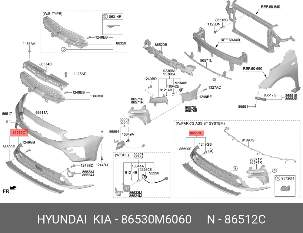 Решетка бампера KIA Cerato (18-) переднего нижняя (B TYPE+F/R) OE ...