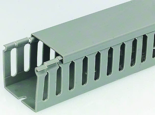 Grey Slotted Panel Trunking - Open Slot, W150 mm x D75mm, L2m, PVC ...
