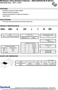 SDCL0603Q3N1BT02B03, 450mA 3.1nH 250m 0201 Inductors SMD ROHS, SUNLORD ...