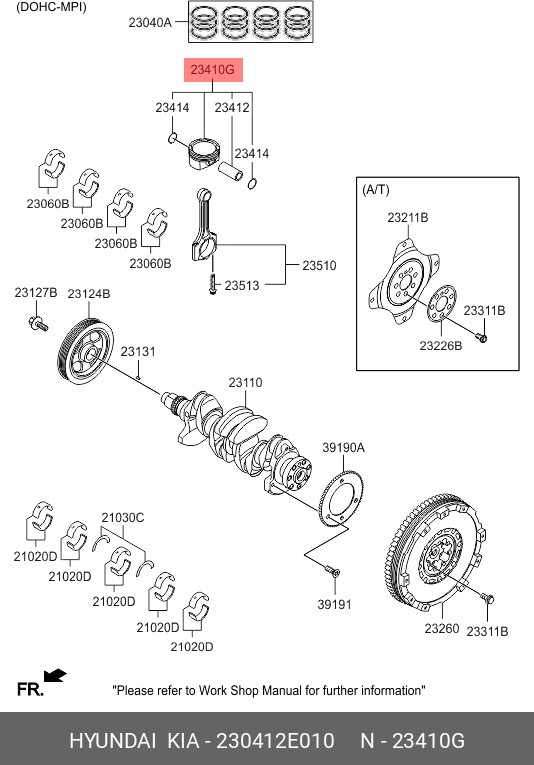 23041-2E010, Поршень двигателя HYUNDAI Elantra (15-),i40 (12-) KIA ...