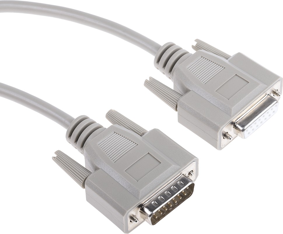 1656275, Male 15 Pin D-sub to Female 15 Pin D-sub Serial Cable, 2m PVC ...